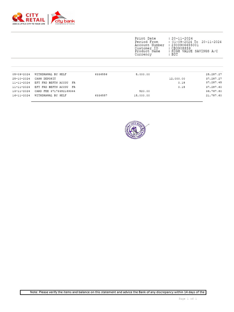 Statement of Account | PDF | Private Sector | Banking