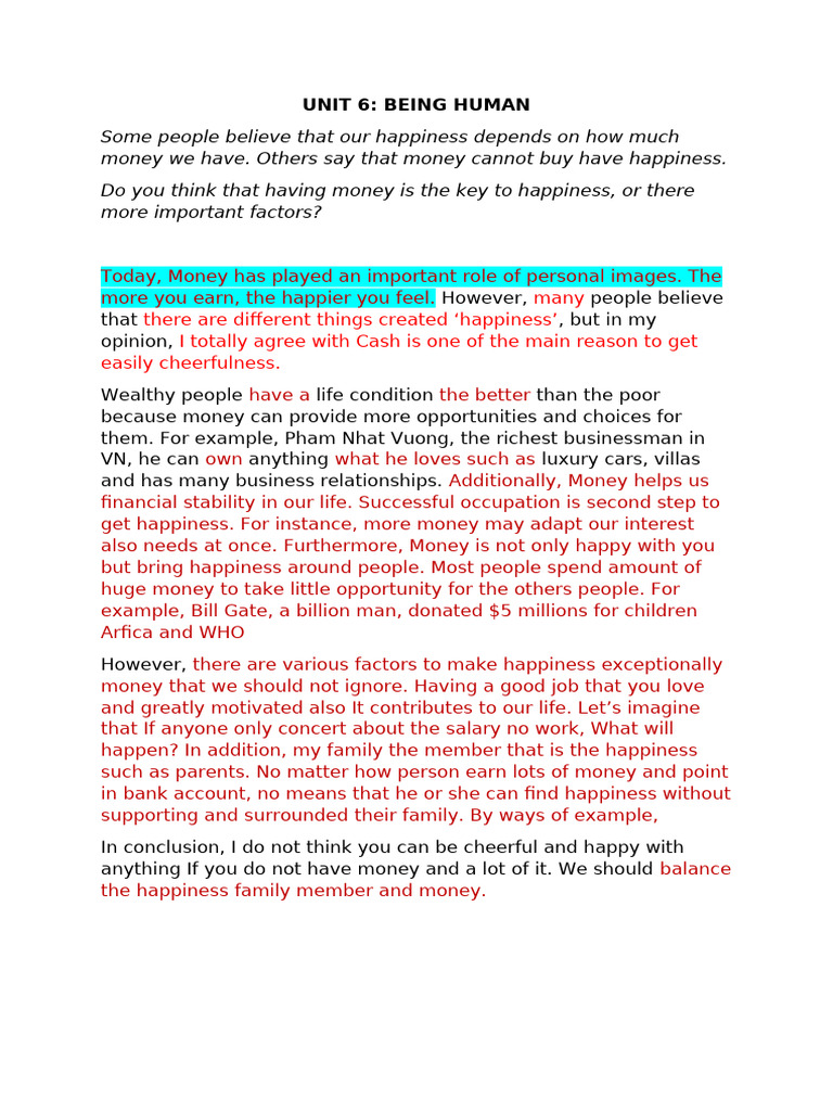 UNIT 6 - Being Human | PDF | Self-Improvement