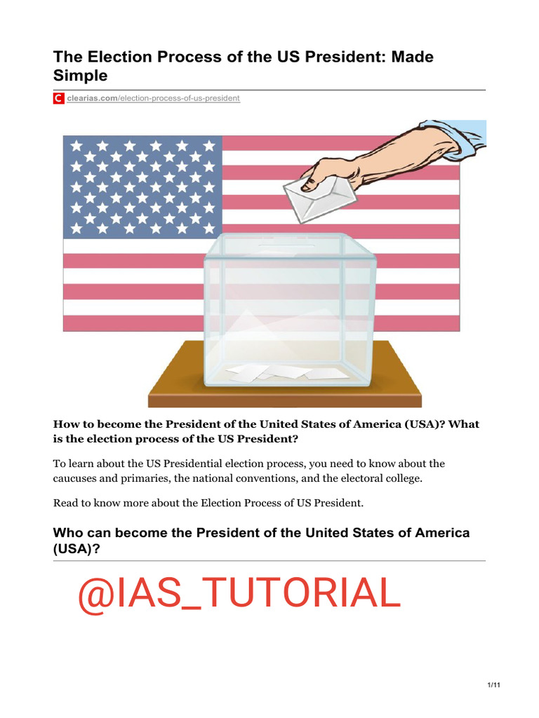 The Election Process of The US President Made Simple | PDF | Primary ...