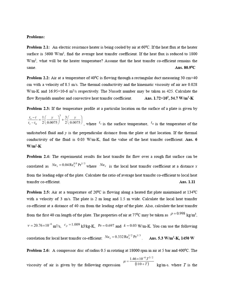 A Set of Solved Problems Convective Correlation | PDF | Heat Transfer | Thermodynamics