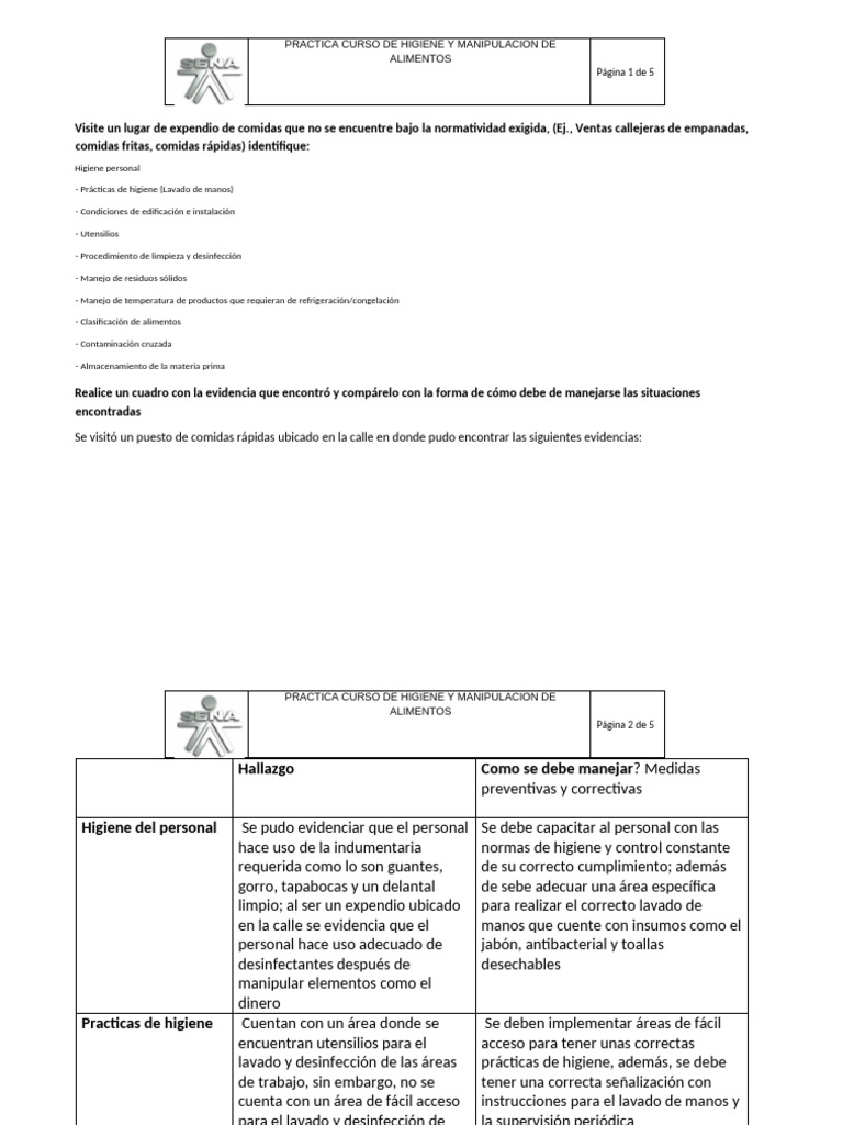 Visite Un Lugar de Expendio de Comidas Que No Se Encuentre Bajo La ...