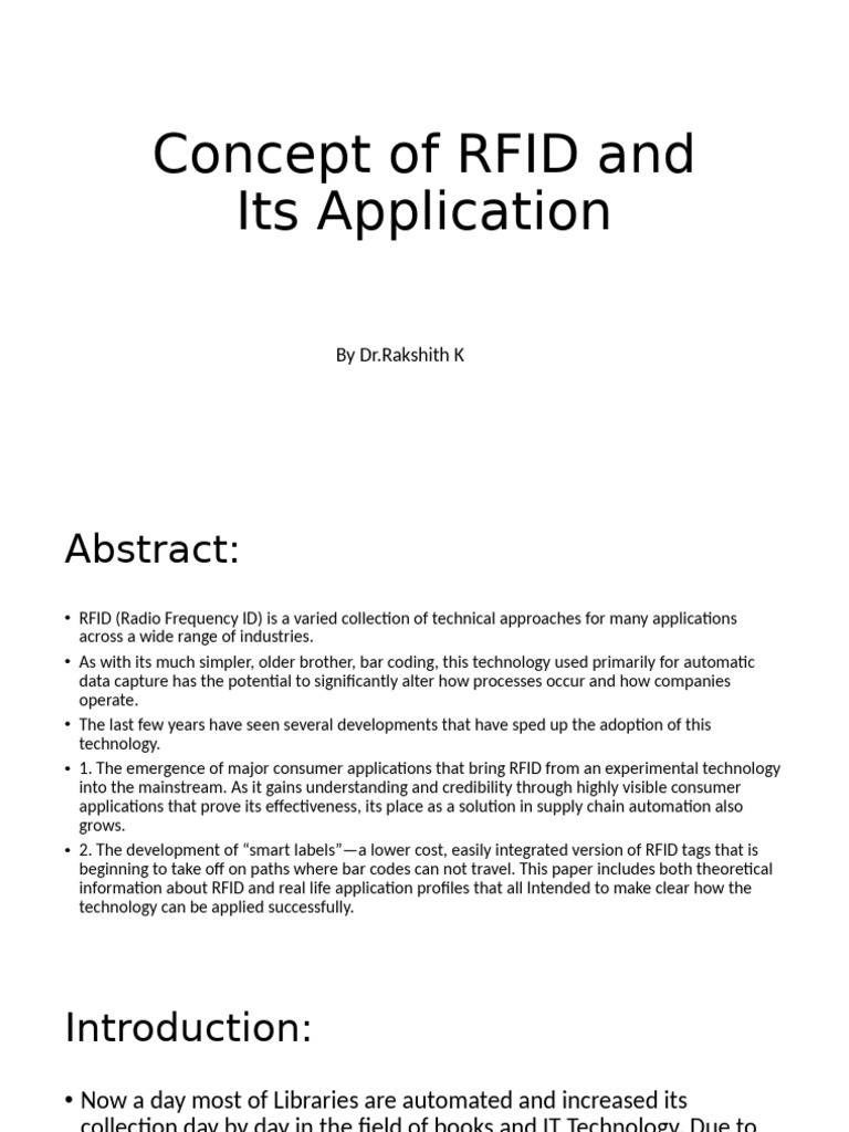 Concept of RFID and Its Application | PDF | Radio Frequency ...