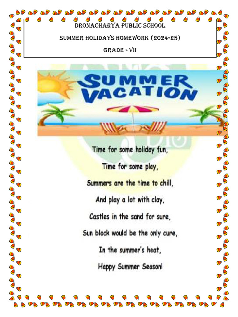 Class 7th Holidays Homework | PDF | Foreign Language Studies | Home ...