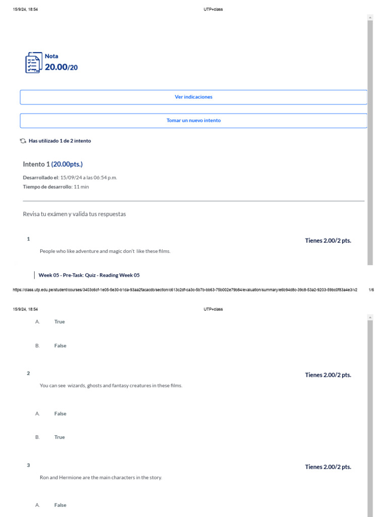 Week 05 - Pre-Task Quiz - Reading Week 05 | PDF | Contemporary Fantasy Novels | Harry Potter