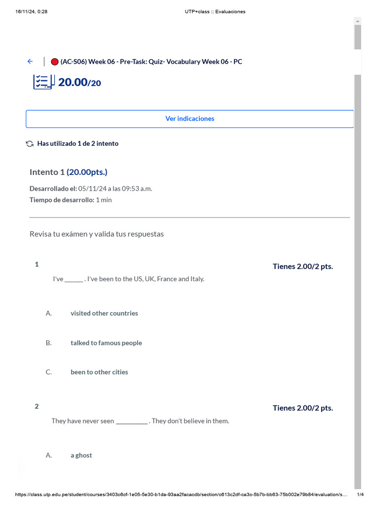 Week 06 Vocabulary Quiz Results | PDF | Foods