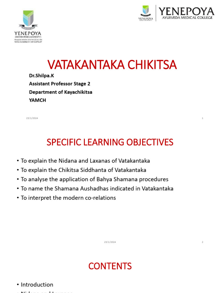 Vatakantaka Chikitsa Overview | PDF | Musculoskeletal System ...