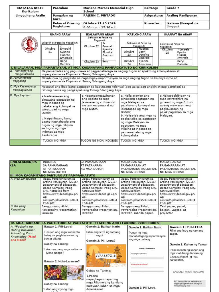 LE - AP-7 - Q2 - Week 4 Raj | PDF