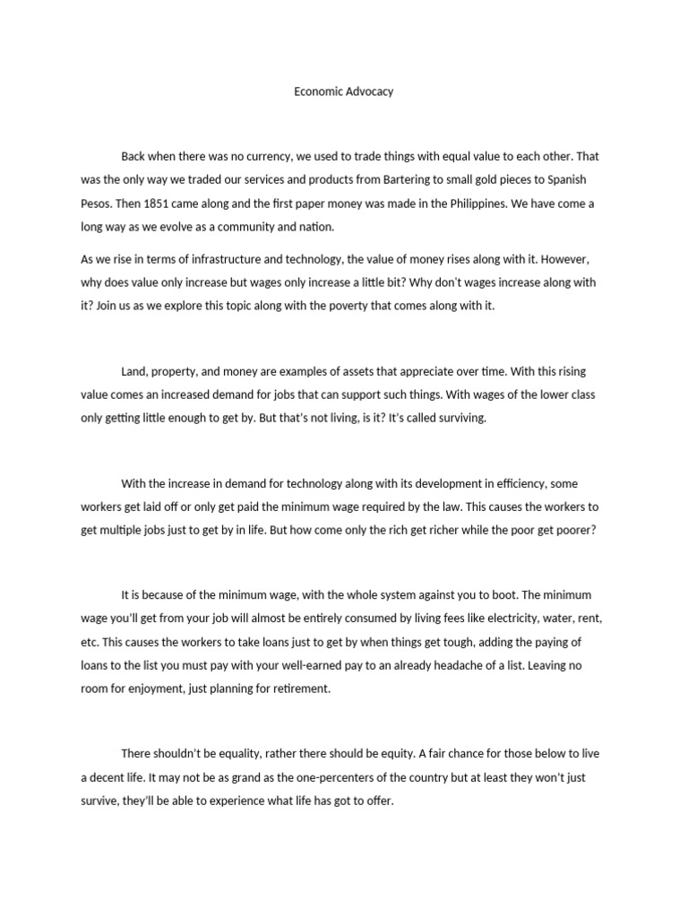 Economic Advocacy Script | PDF