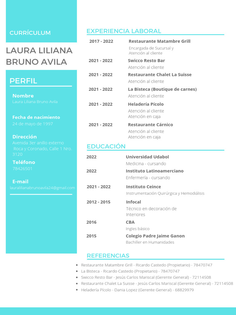 Currículum de Laura Liliana Bruno Avila | PDF