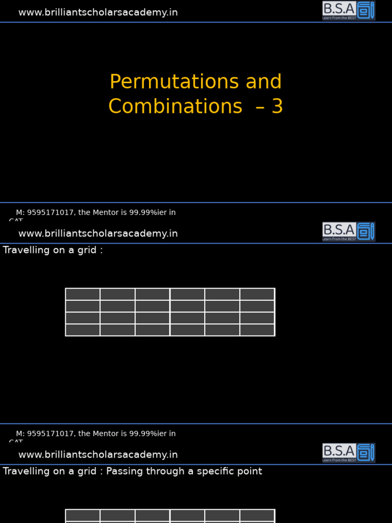 Permutations and Combinations - 3: M: 9595171017, The Mentor Is 99.99%ier in CAT | PDF ...