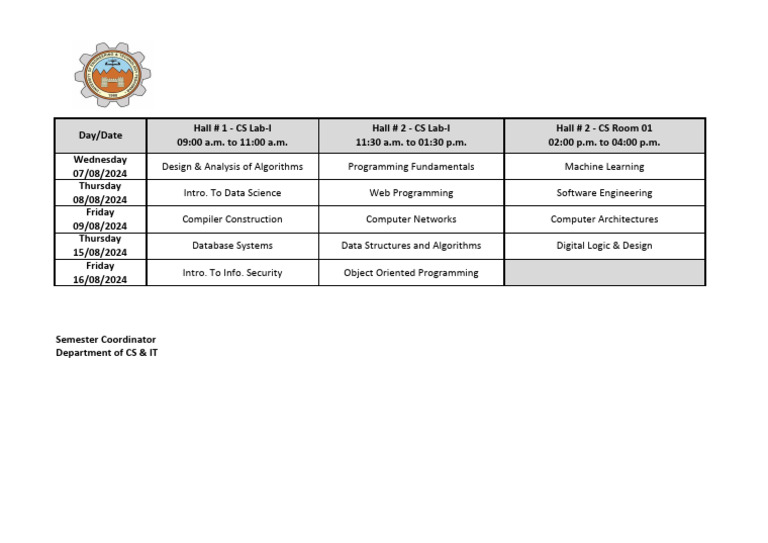 Mid Term Exam Date Sheet Summer 2024 | PDF | Computers | Technology & Engineering