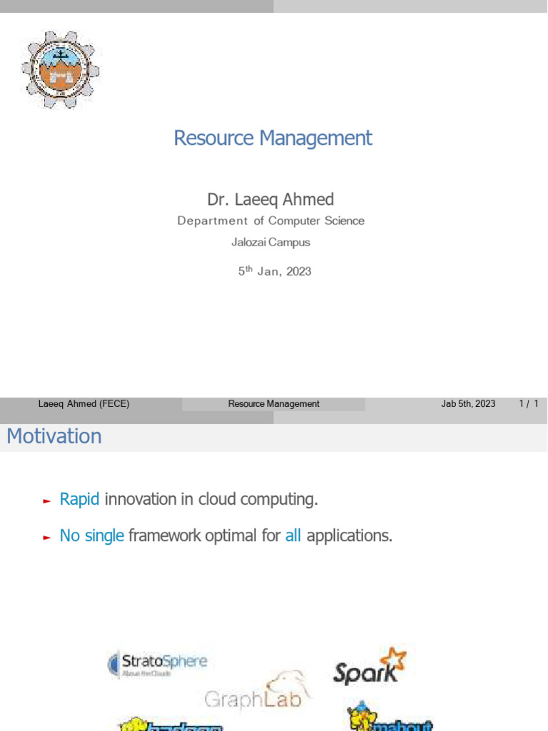 Lecture8 Resource Management | PDF | Computer Cluster | Apache Hadoop