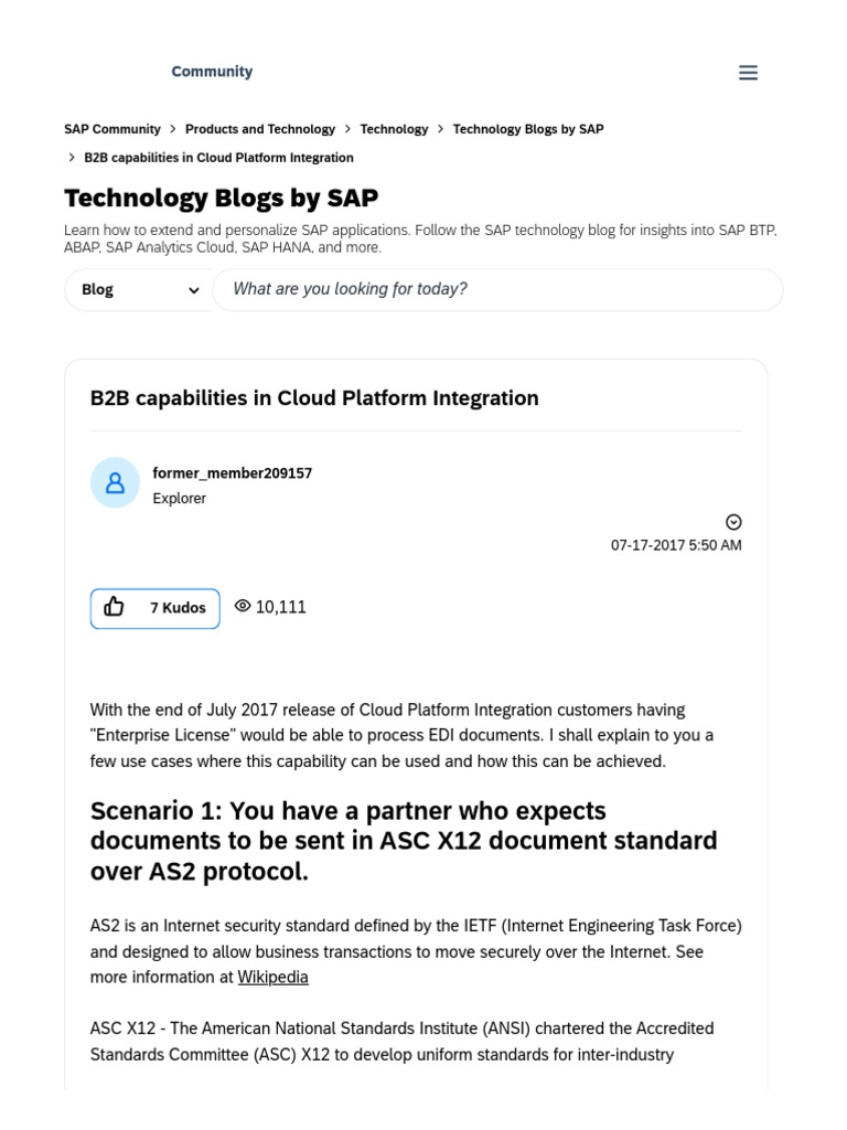B2B Capabilities in Cloud Platform Integration - SAP Community | PDF | Electronic Data ...