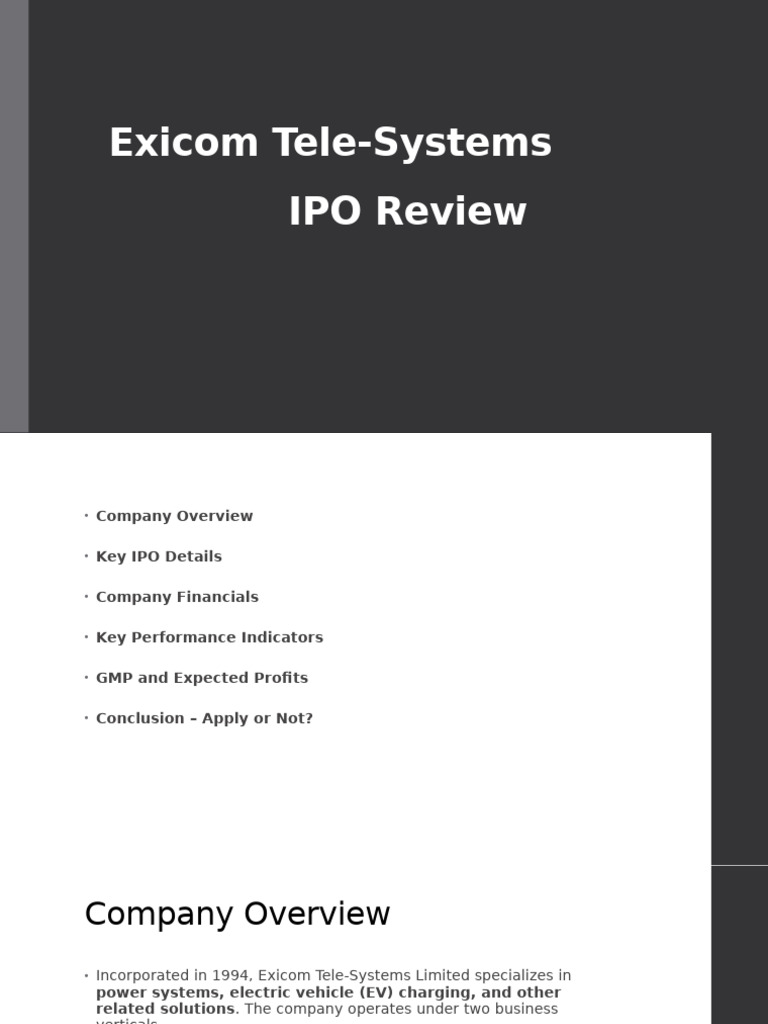 Exicom Tele-Systems IPO Review | PDF | Initial Public Offering | Investing