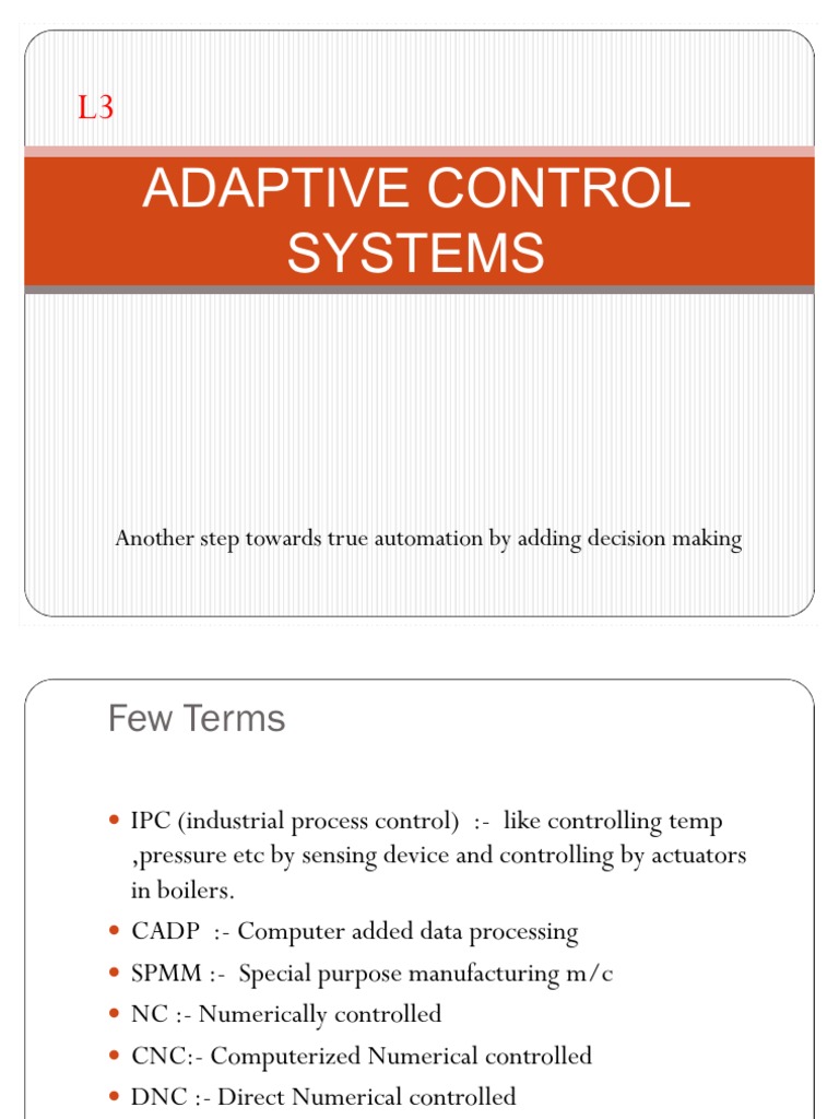 Adaptive Control Systems - L 3 4 | PDF