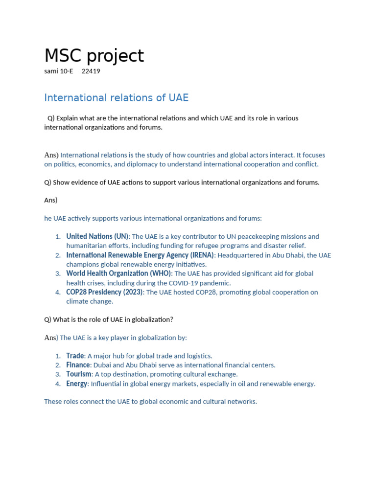 MSC Project | PDF | United Arab Emirates | United Nations