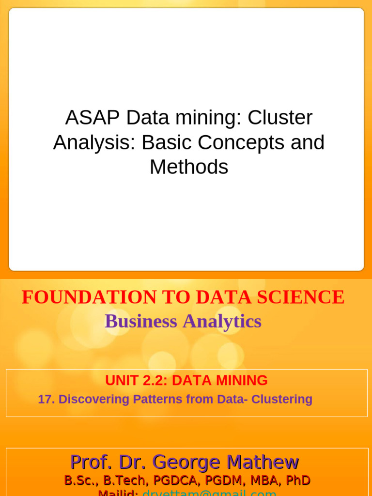 17 GM ASAP Data Mining - Clustering | PDF | Cluster Analysis | Machine Learning