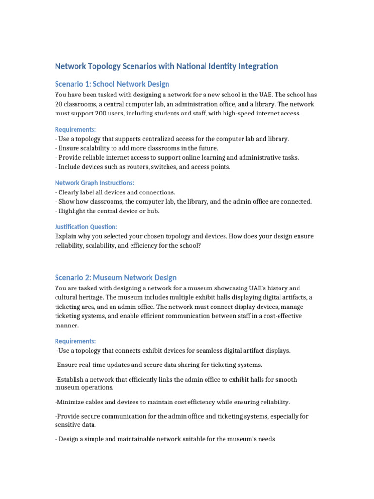Group Work Scenarios | PDF | Computer Network | Network Topology