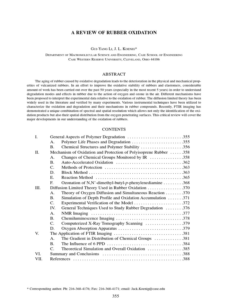 Understanding Rubber Oxidation | PDF | Polymers | Physical Sciences