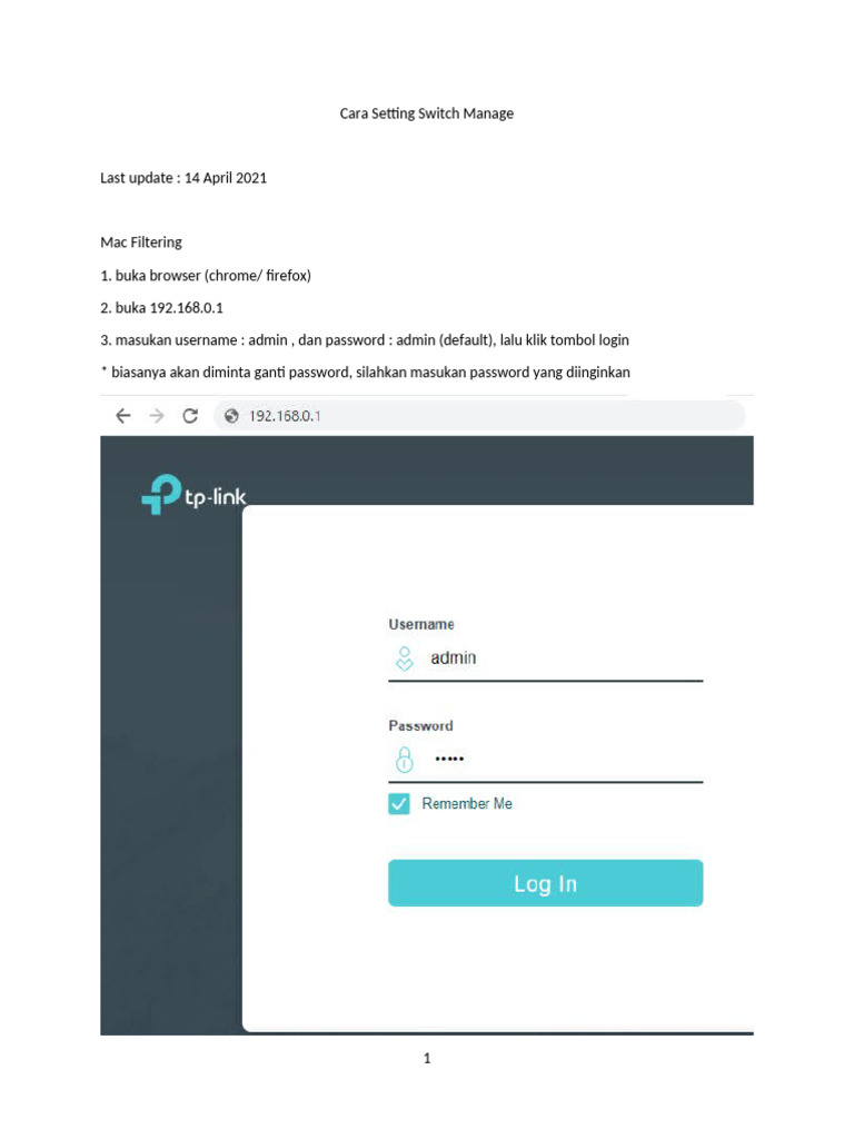 Panduan Setting Switch Manage Mikrotik | PDF