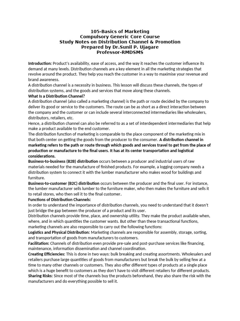 105-BOM-DC & Promotion Notes (Unit-5) | PDF | Marketing Communications ...