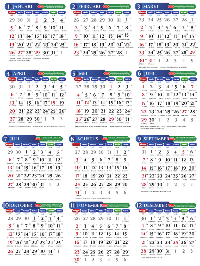 Kalender 2025 dengan Hari Libur | PDF | Jawa | Indonesia