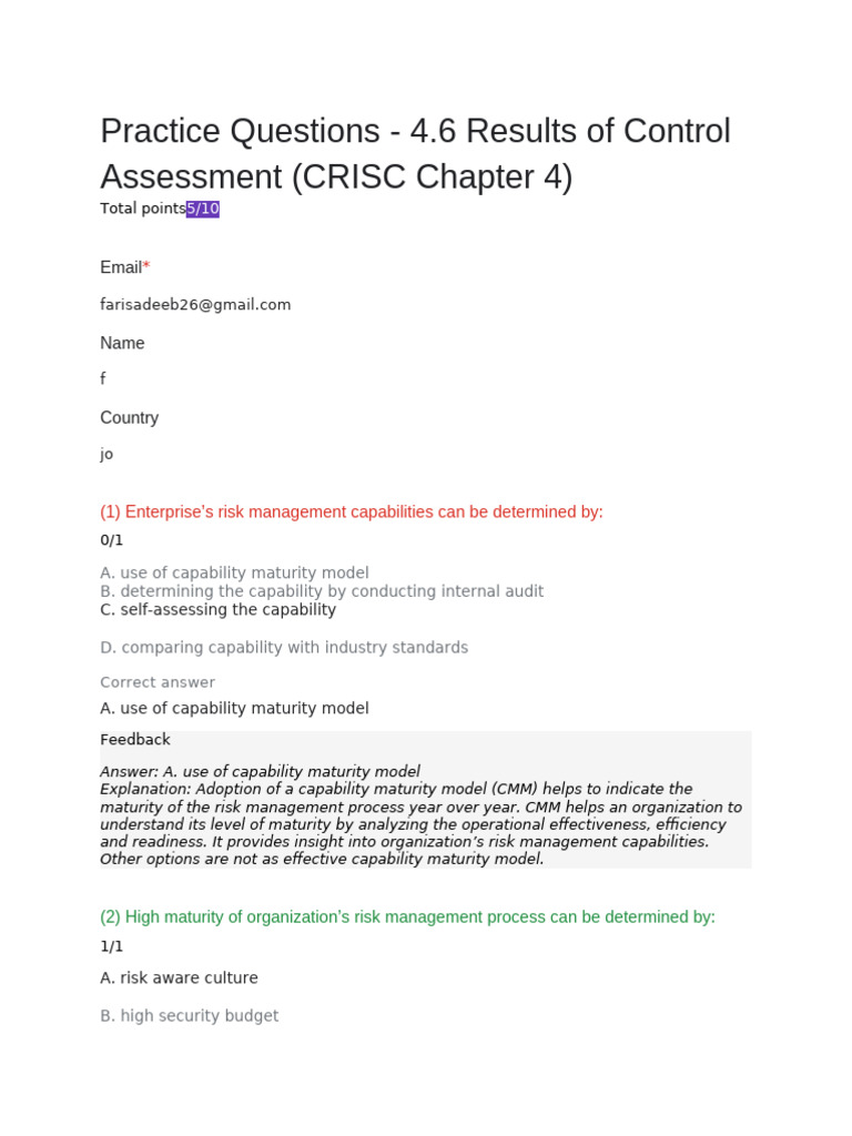 crisc ch4 | PDF | Risk | Risk Management