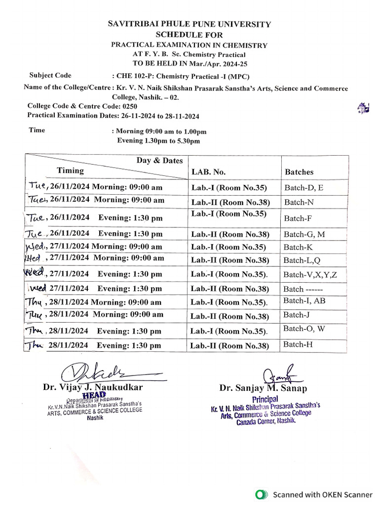 Sppu Practical Exam Time Table | PDF