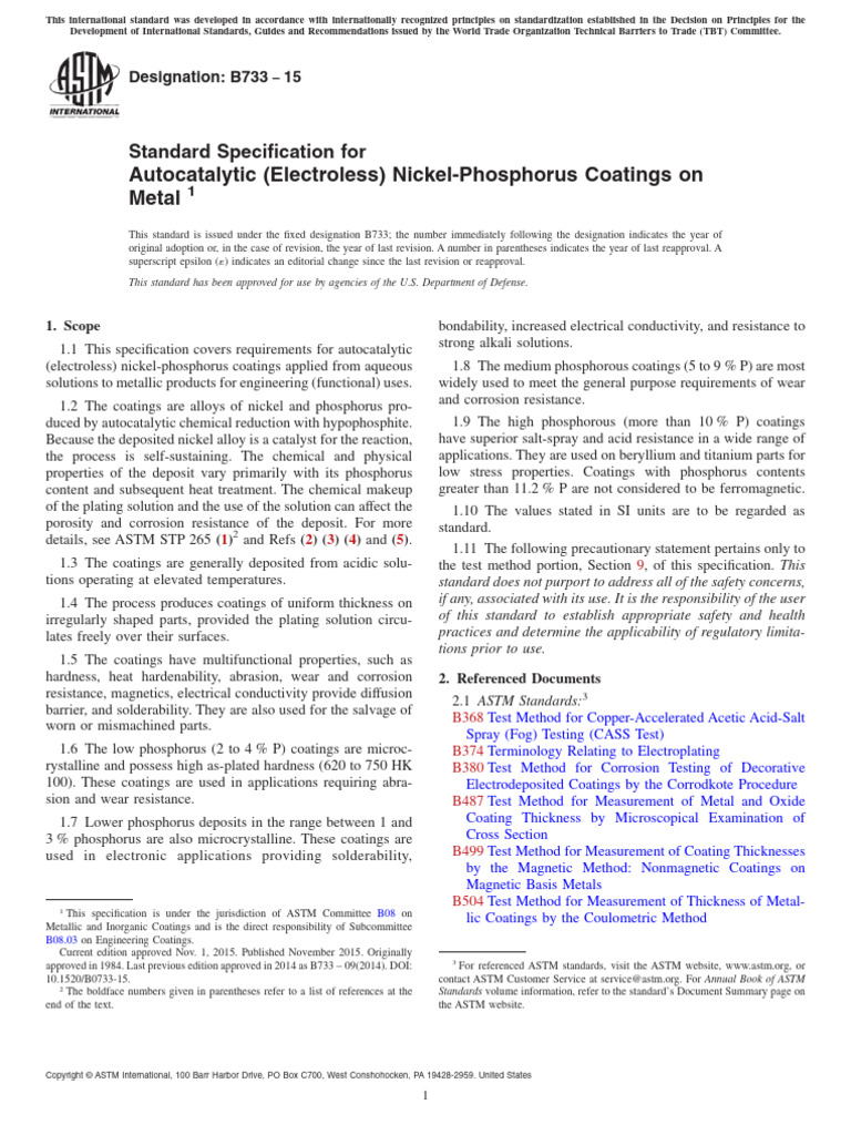 Astm B733-15 | PDF | Heat Treating | Corrosion