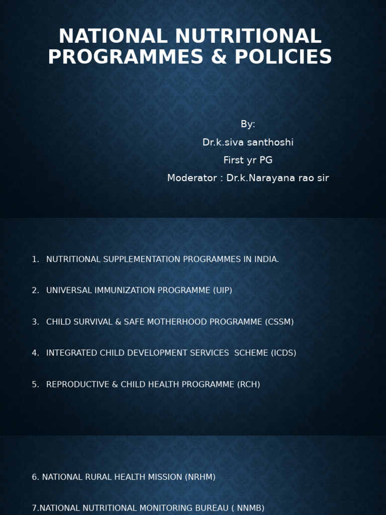 National Nutritional Programmes & Policies | PDF | Dietary Supplements | Child Mortality