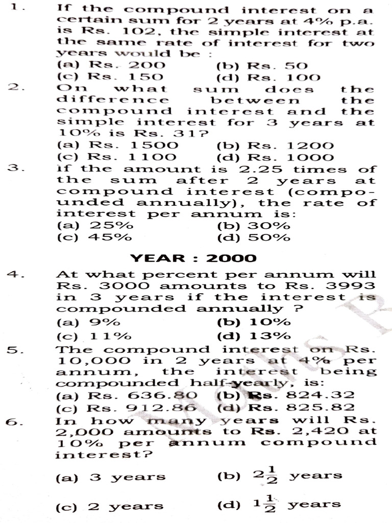 Compound vs Simple Interest Problems | PDF | Interest | Compound Interest