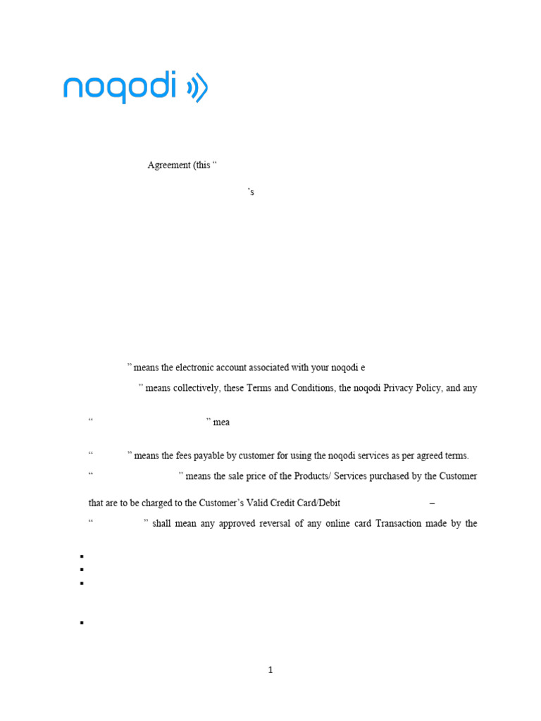 Noqodi Services Agreement Overview | PDF | Credit Card | Debit Card
