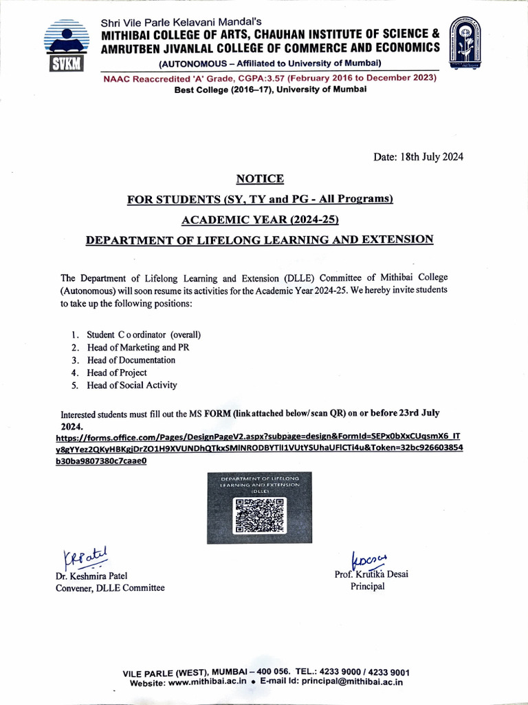 DLLE For SY, TY and PG | PDF