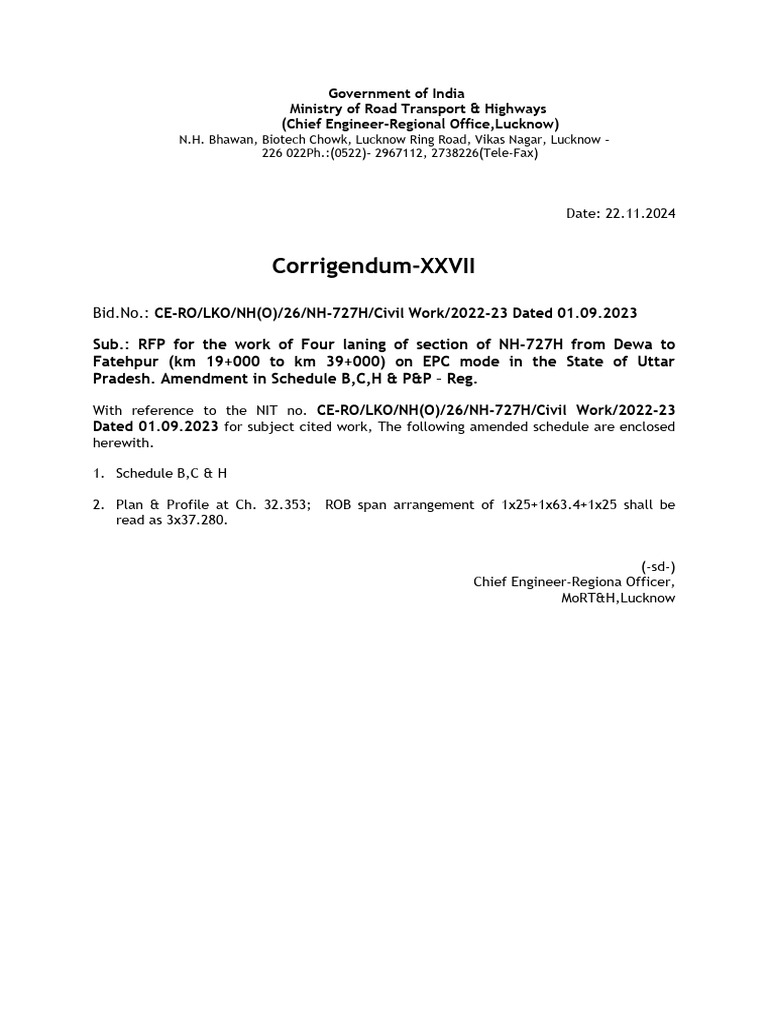 Corrigendum XXVII | PDF | Road | Bridge