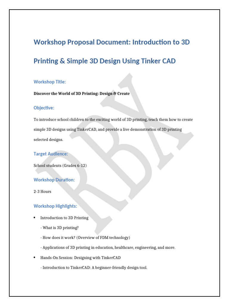 3D Printing Workshop for Students | PDF | 3 D Printing | Computing