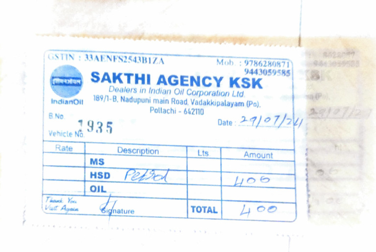 Sakthi Agency KSK: Date 27/o7/py | PDF