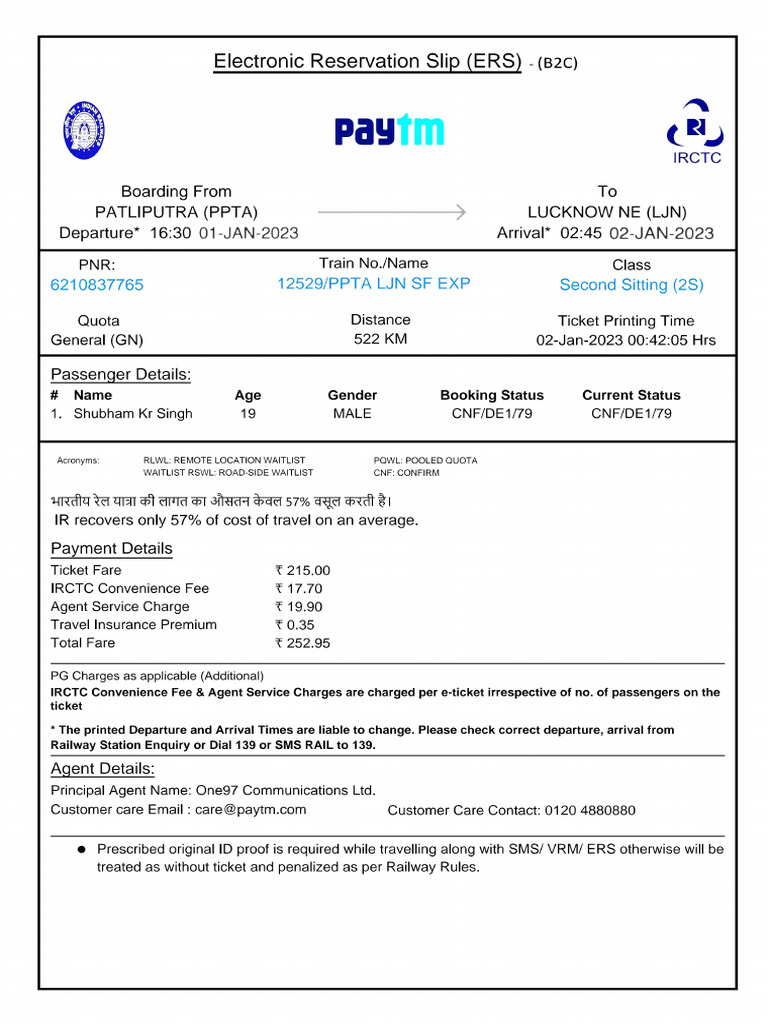 Ticket Patna - Lucknow | PDF