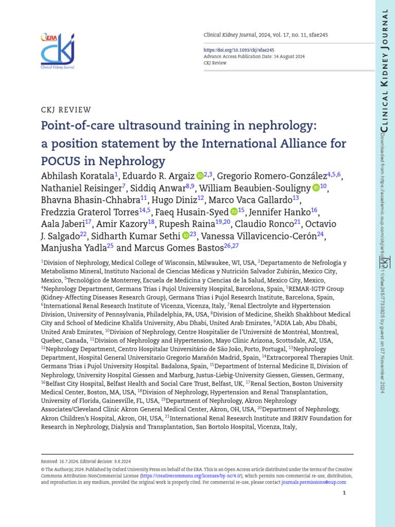 POCUS IAPN Position Paper | PDF | Medical Ultrasound | Nephrology