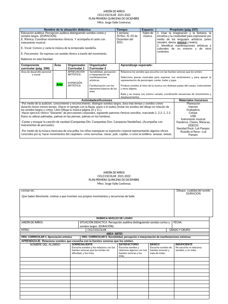 Planeación Primera Quincena Diciembre Semanas Del 29 de Nov Al 10 de ...