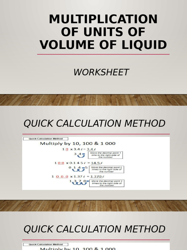 Liquid Volume Multiplication Worksheet | PDF