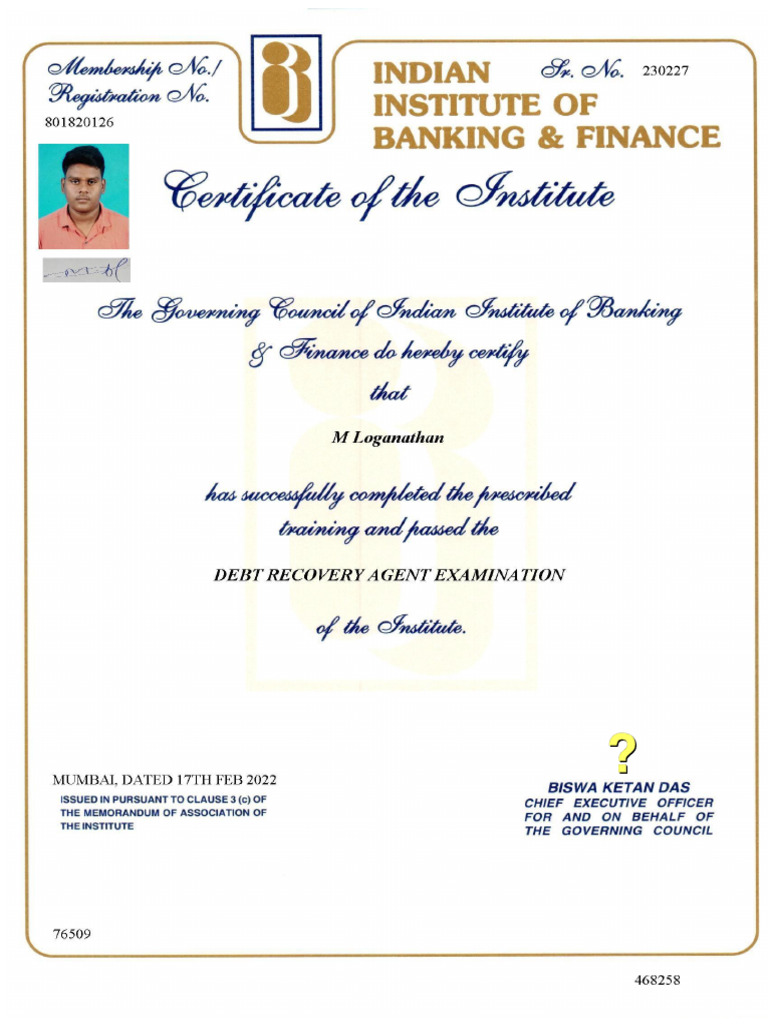 Loganathan Dra Certificate | PDF