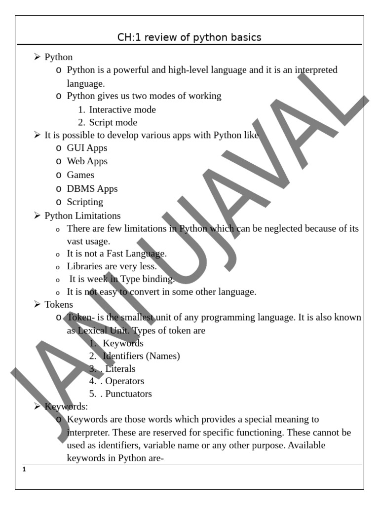 Review of Python Basics | PDF | Data Type | Reserved Word