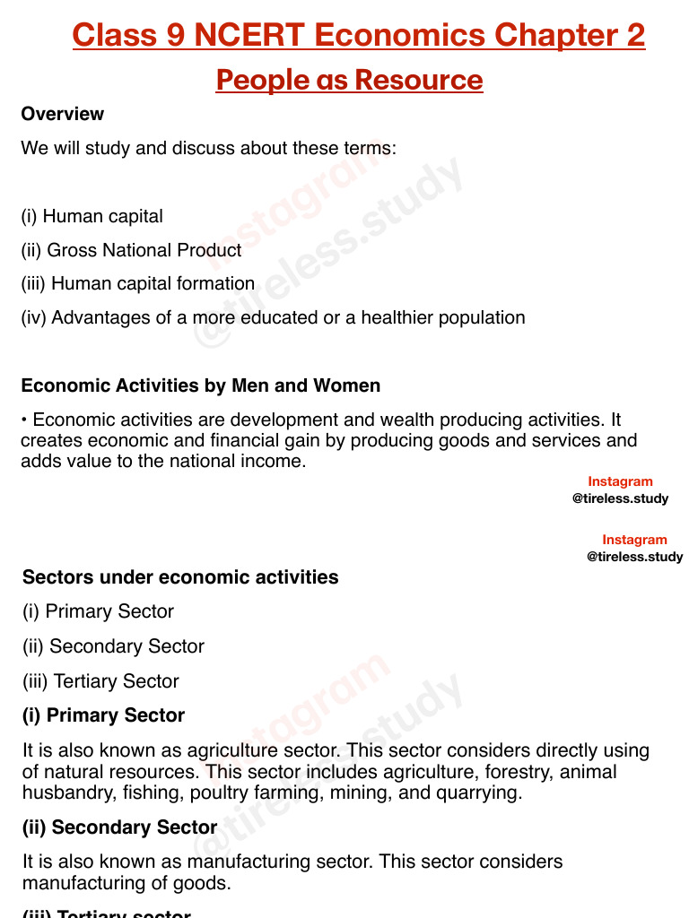 Class 9 NCERT Economics Chapter 2 | PDF | Unemployment | Infant Mortality