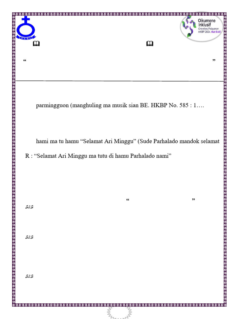 MINGGU XXIII Dung Trinitatis, 03 November 2024 (Bahasa Batak) | PDF ...