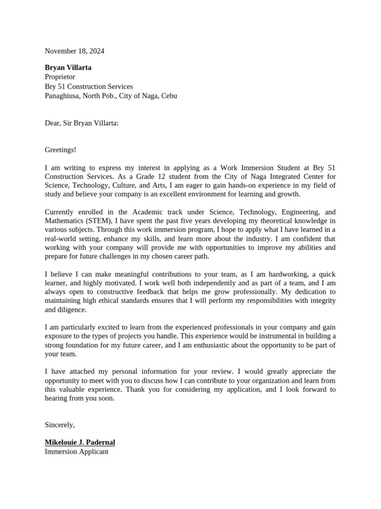 Application Letter Sample | PDF