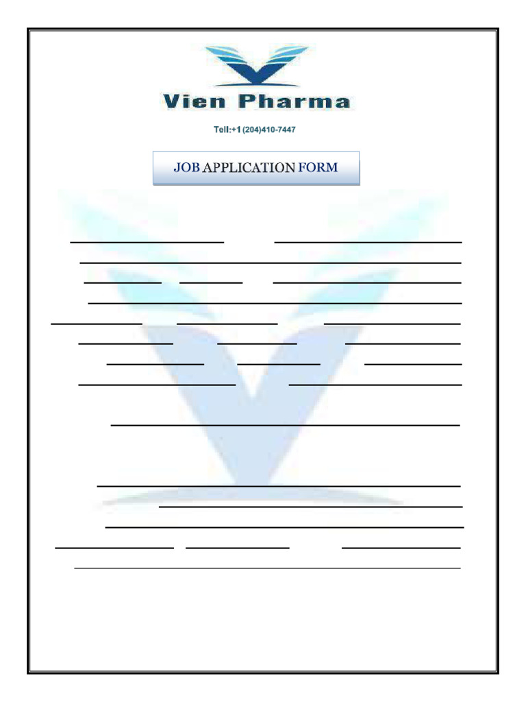 Application & Interview Questionnaire Form Vien Pharma | PDF