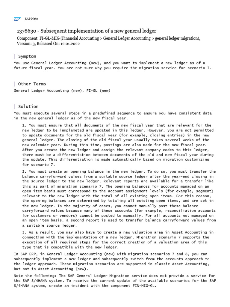 Subsequent Implementation of A New General Ledger | PDF | Computing