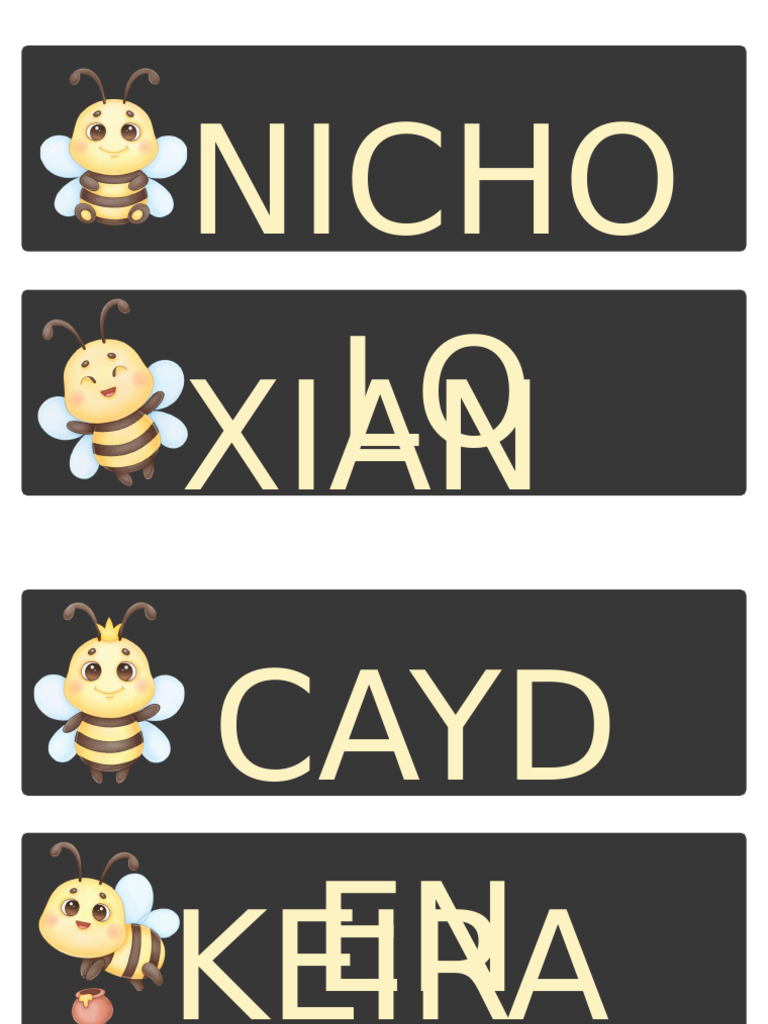 Brown Yellow Bee Student Name Label Flashcards | PDF