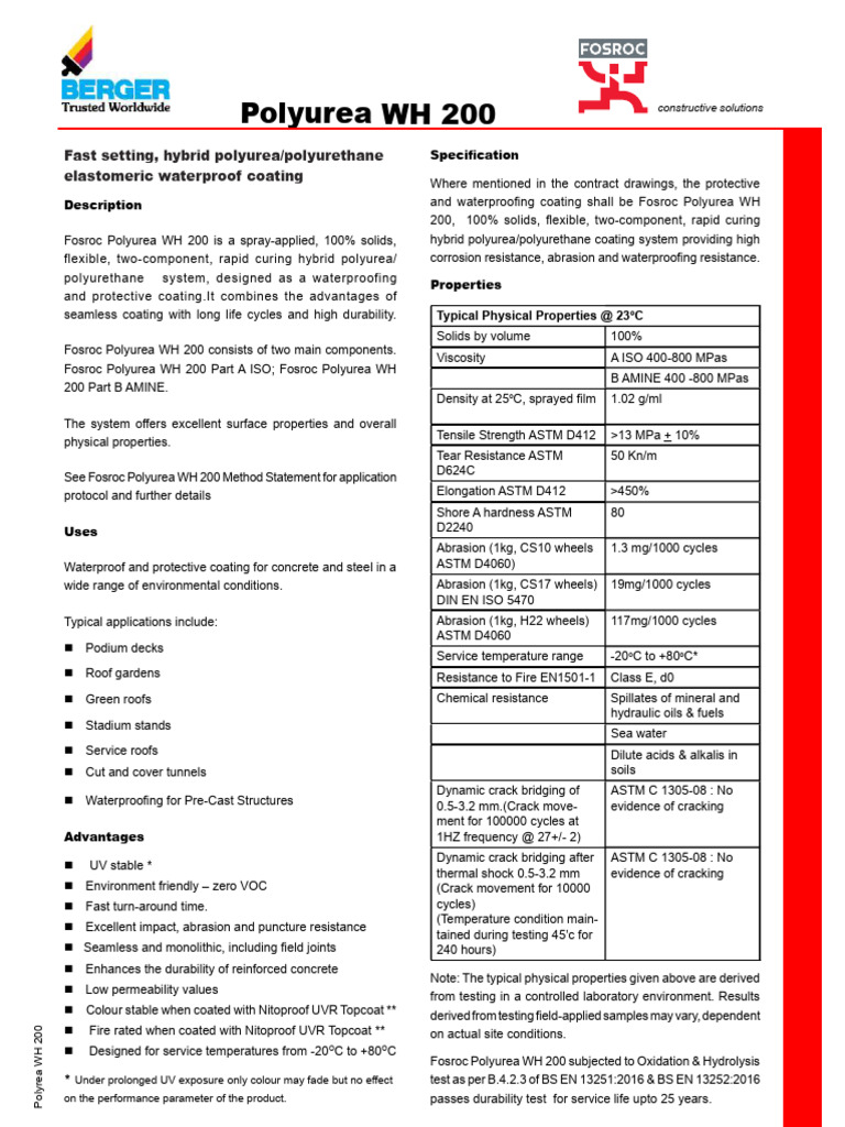 Hybrid Polyurea Waterproof Coating | PDF | Concrete | Welding