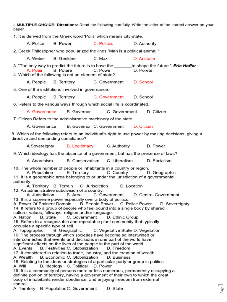 PPG 12 - Midterm Exam | PDF | President Of The Philippines | World Politics